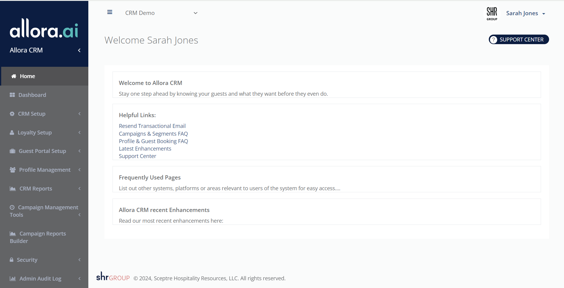 CRM-Home Page Display & Setup