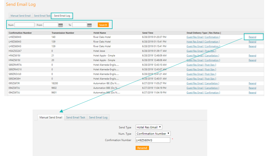 CRS-Email Logs and Re-sending Options at Property Level