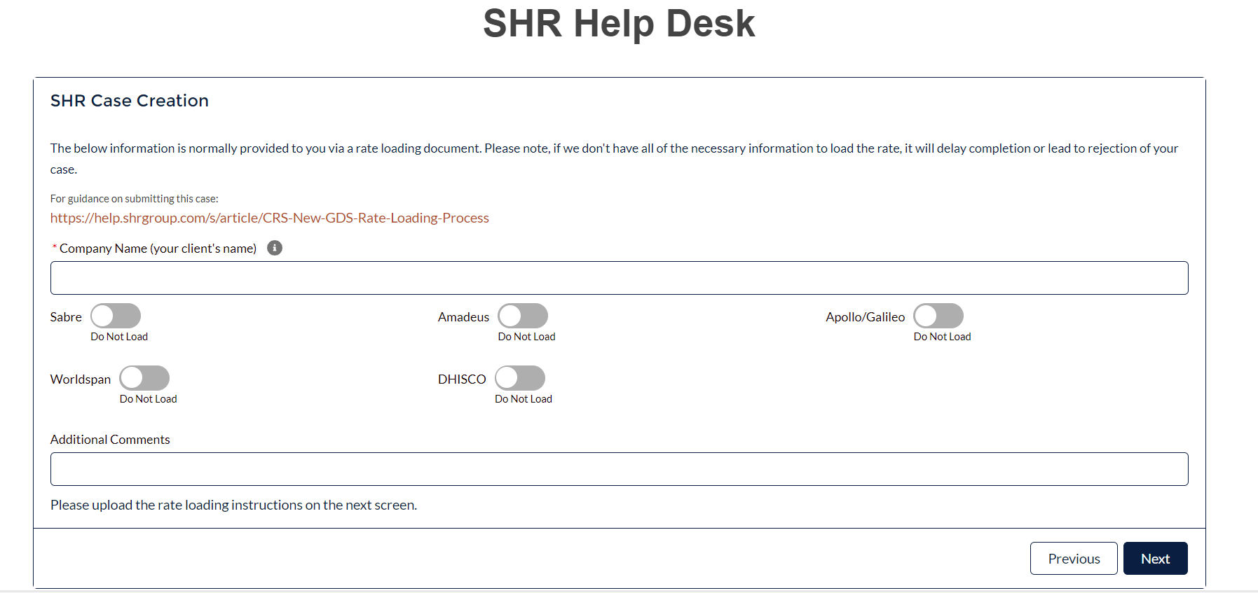 CRS-GDS Rate Loading Service