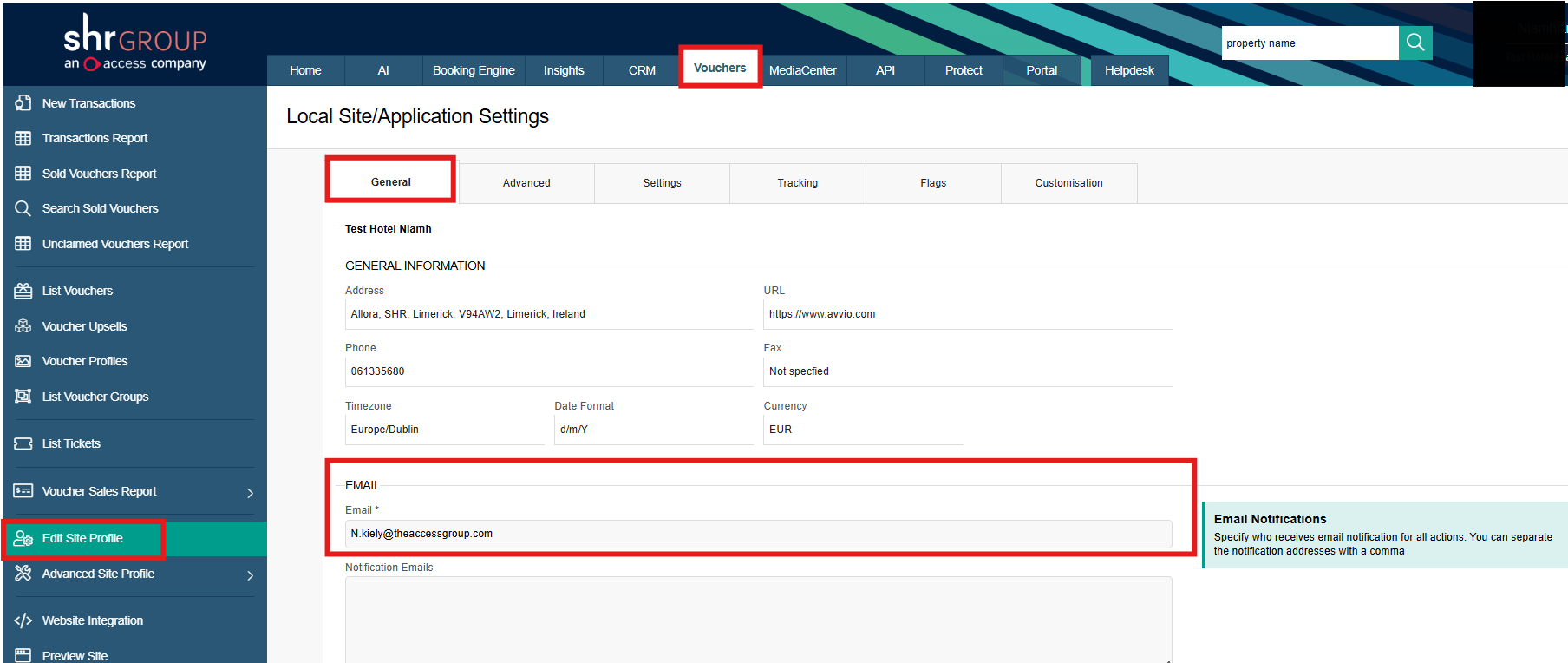 SHR BE-Setting the Email Notification Address for Voucher Purchases in ...