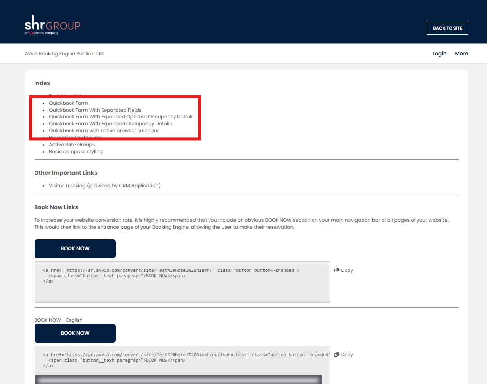 SHR BE-Applying the Quickbook Booking Widget