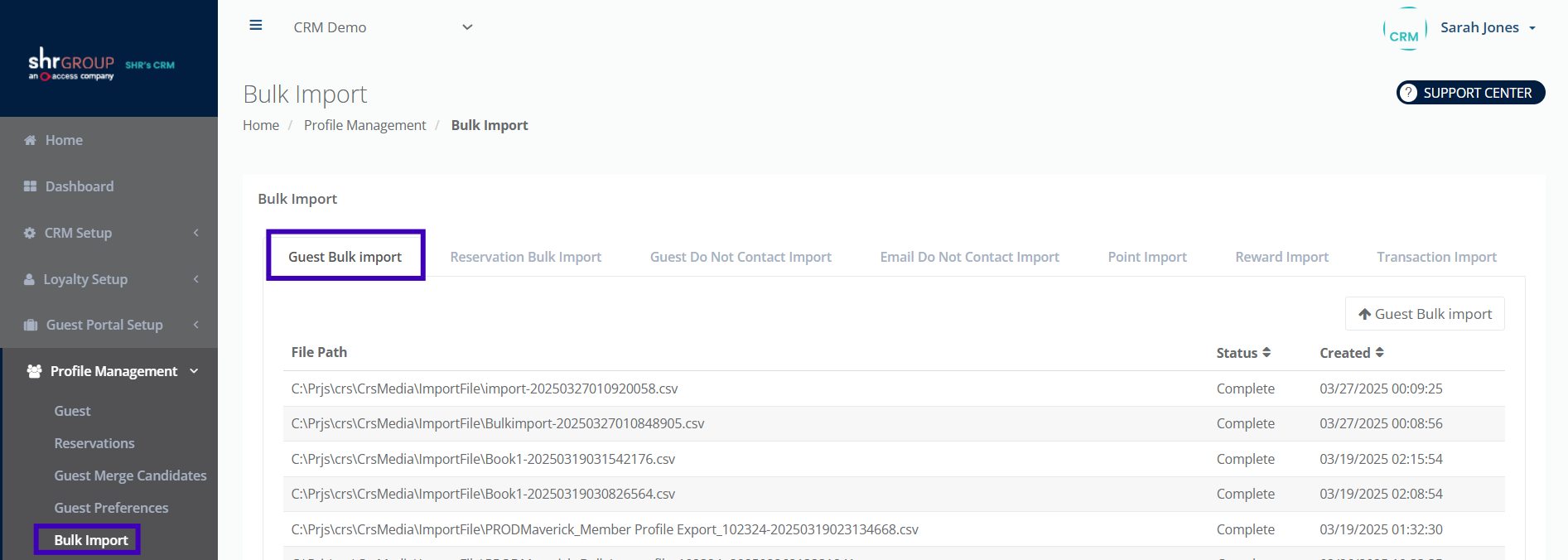 CRM-Bulk Imports of Guest Information into the CRM